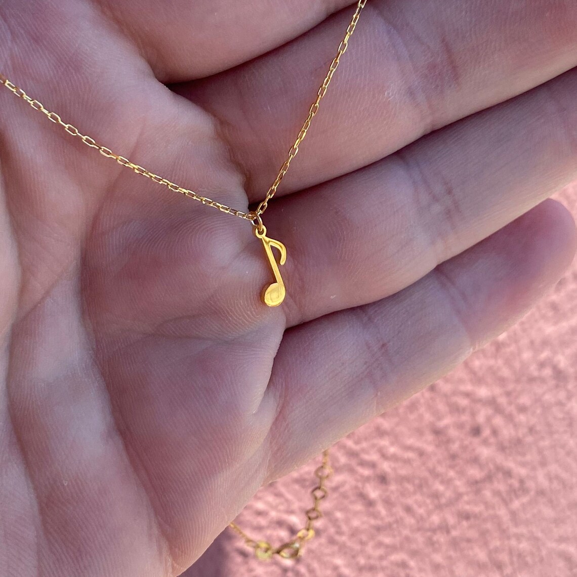 14k Solid Gold Music Note Necklace Music Necklace Music - Etsy