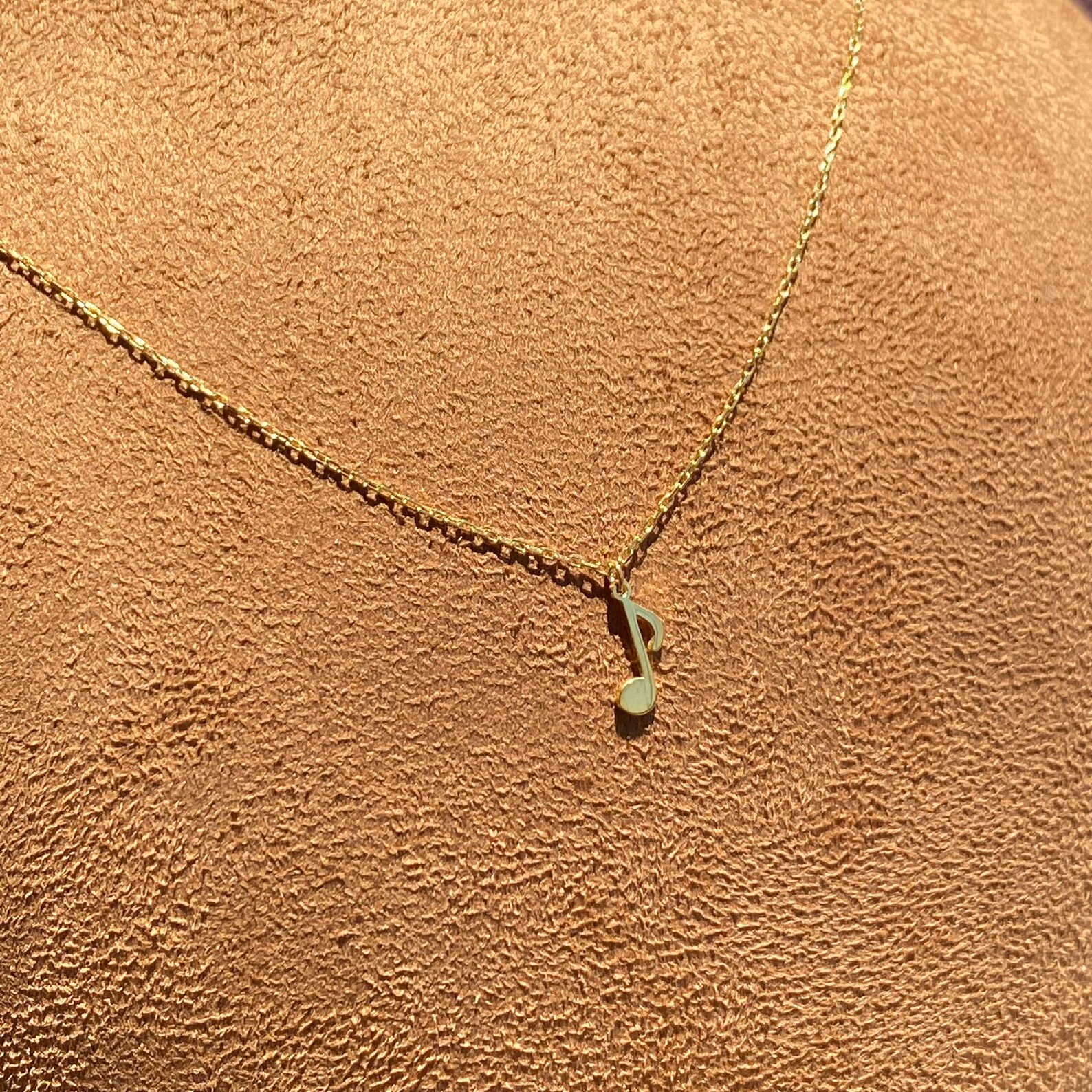 14k Solid Gold Music Note Necklace Music Necklace Music - Etsy