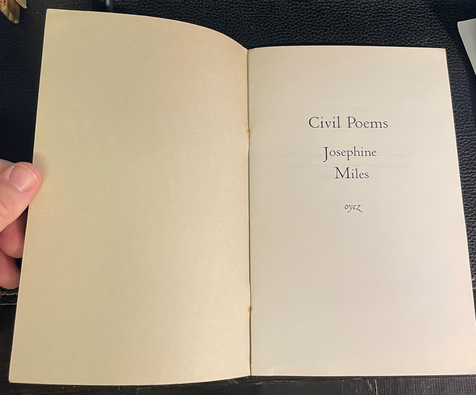 Civil Poems by Josephine Miles (oyez 1966 1st Edition Trade Paperback ...