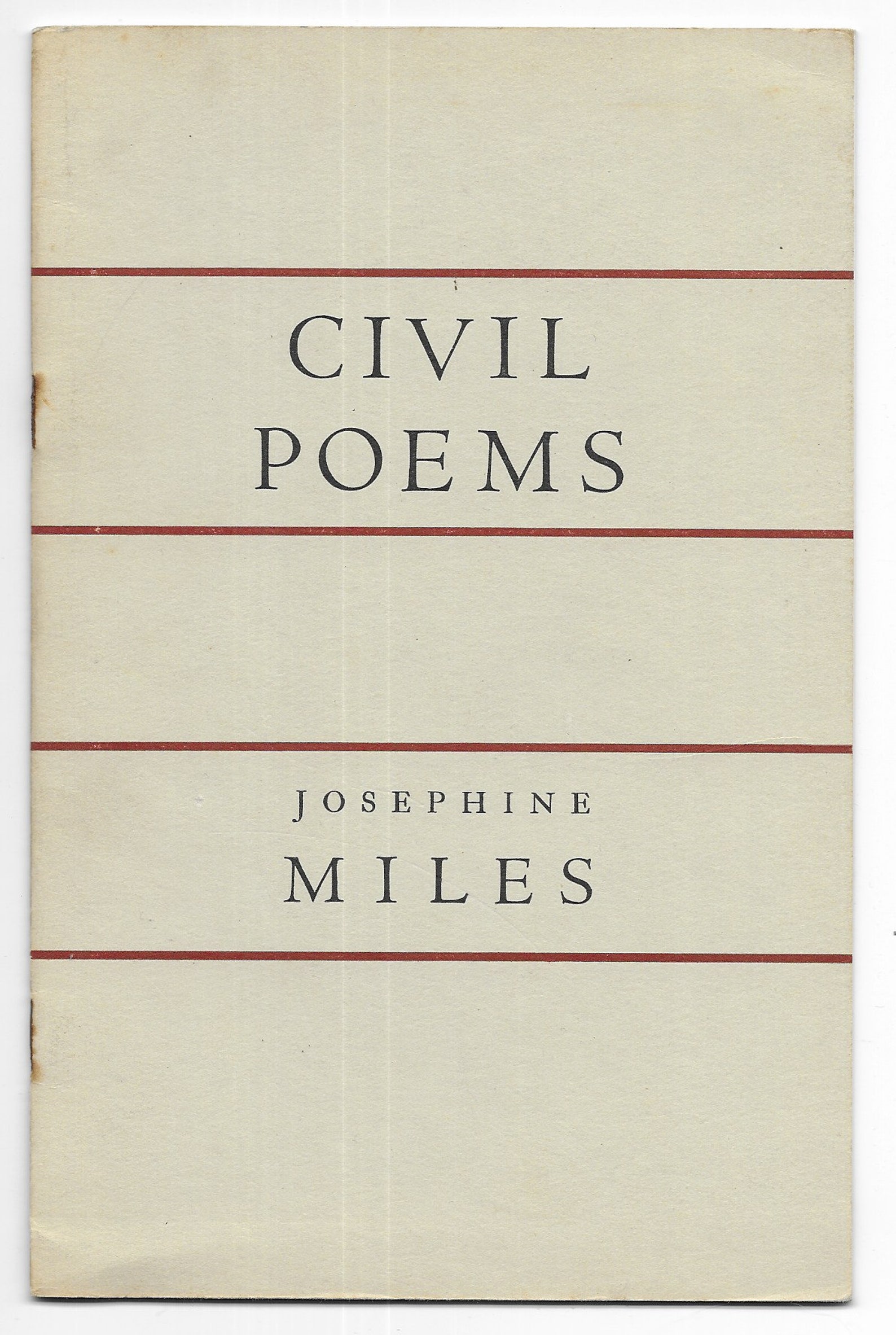 Civil Poems by Josephine Miles (oyez 1966 1st Edition Trade Paperback ...