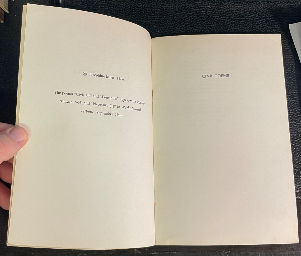 Civil Poems by Josephine Miles (oyez 1966 1st Edition Trade Paperback ...