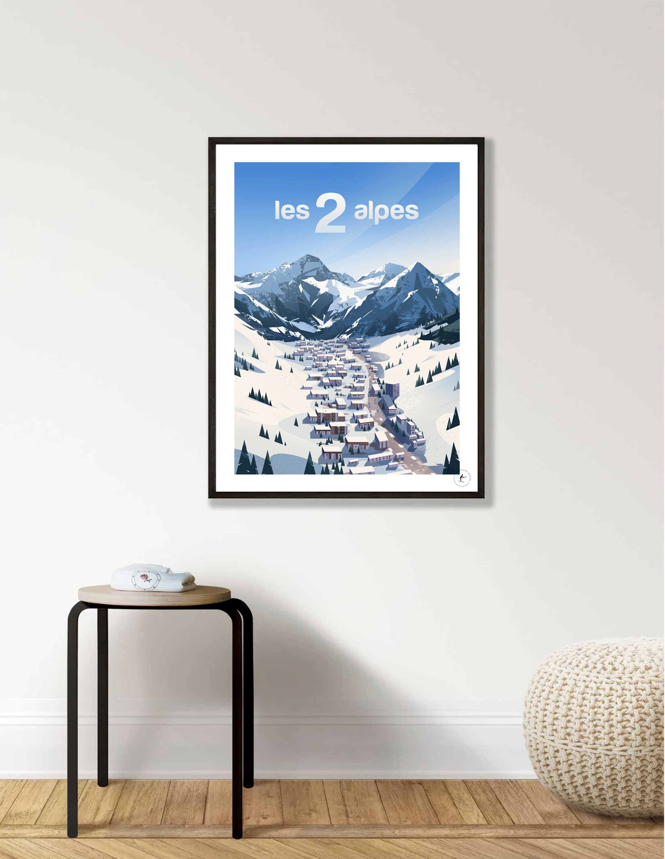 Les 2 Alpes Poster - Les Deux Alpes Poster // Vintage Illustration ...