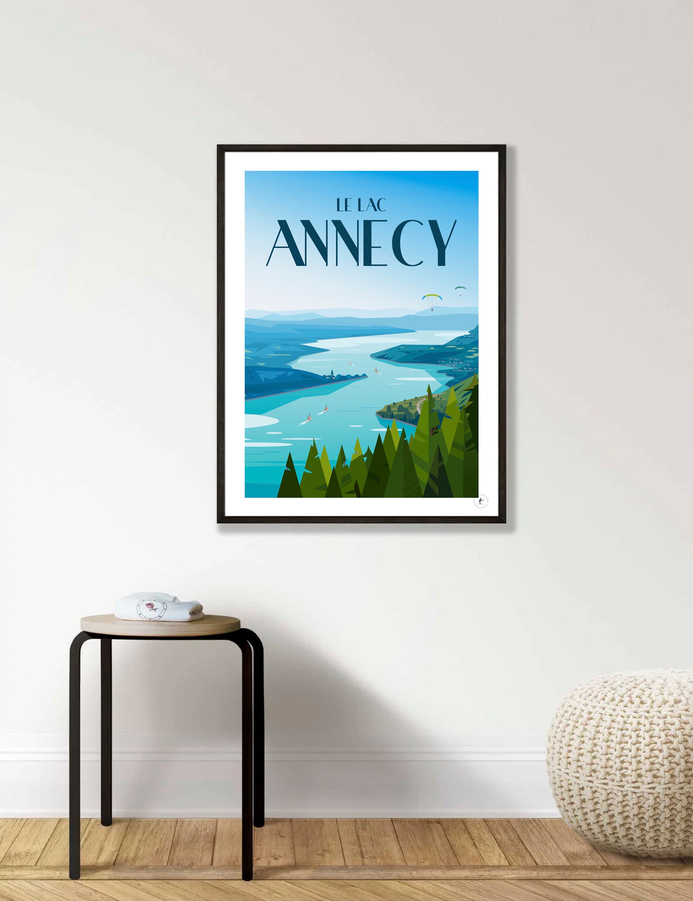 Annecy Poster - Lake Annecy // Vintage Illustration - Decoration ...