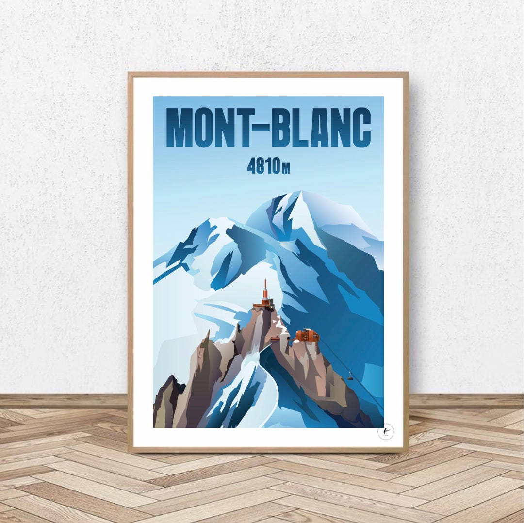 Mont-blanc Poster - Chamonix // Vintage Illustration - Mt-blanc Poster ...