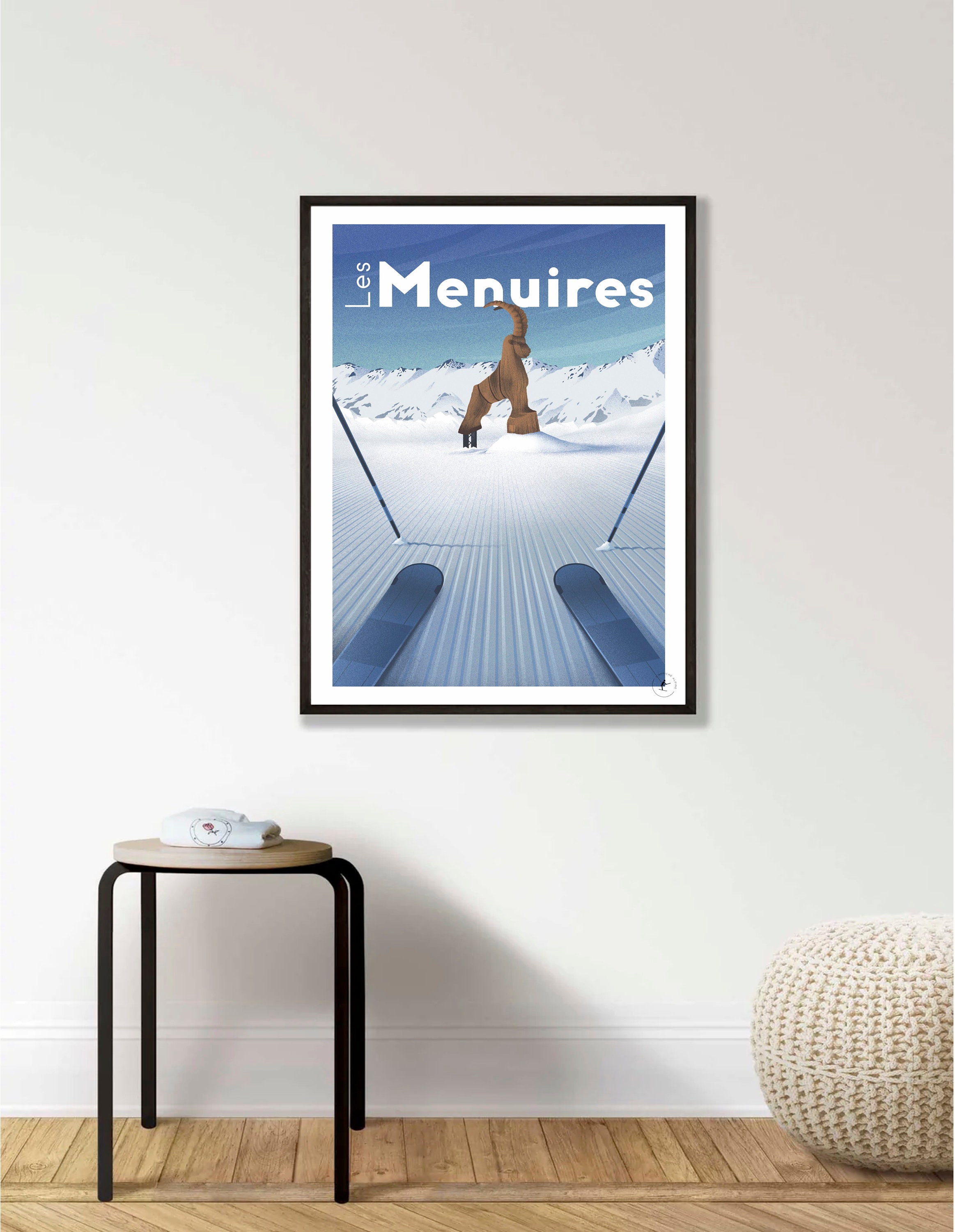 Affiche Les Menuires - Les 3 Vallées // Illustration Vintage ...