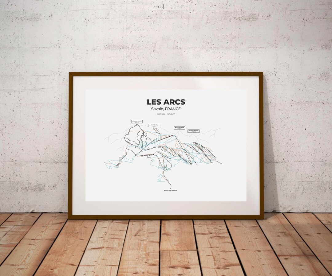 Poster of the Slope Map - Les Arcs / Savoie - Etsy