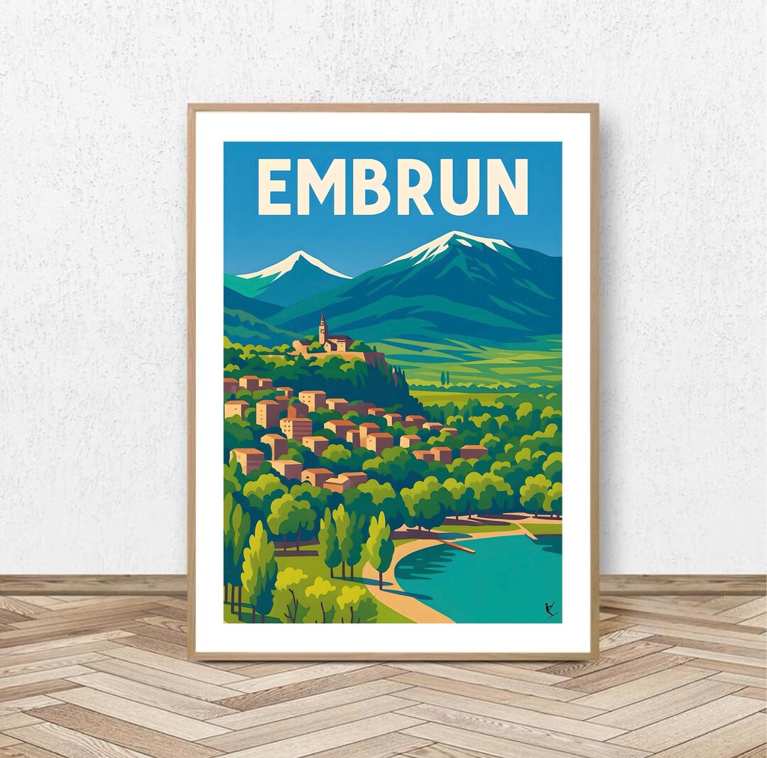 Embrun Poster - Hautes-alpes // Vintage Ski Illustration - Mountain ...