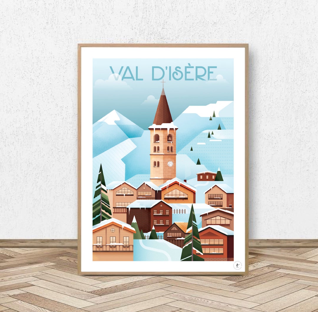 Val D'isère Poster - Savoie // Vintage Illustration - Decoration ...
