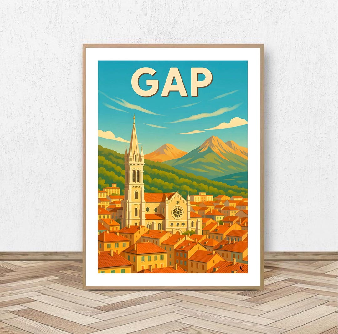 Gap Poster - Hautes-alpes // Vintage Ski Illustration - Mountain ...