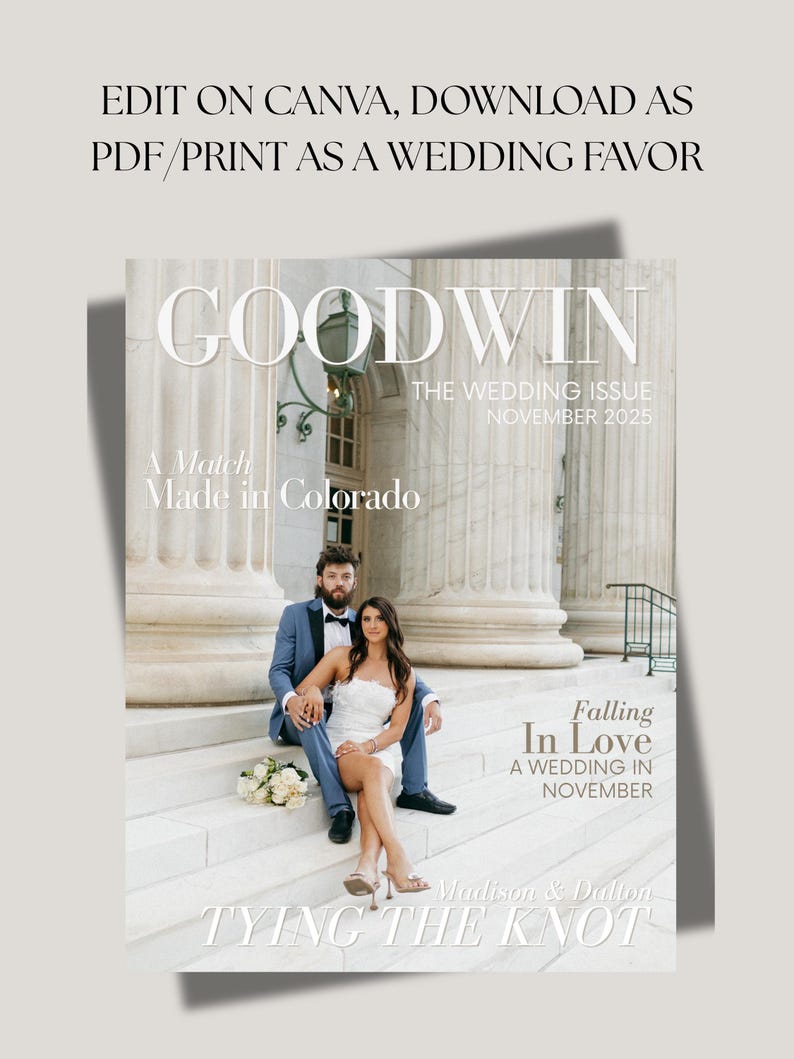 Editable Wedding Magazine Template, Canva Wedding Program - Etsy