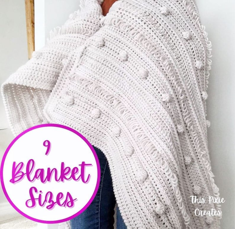 CROCHET BLANKET PATTERN Loops and Bobbles Blanket Pattern - Etsy