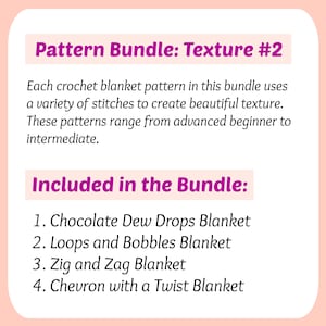 CROCHET PATTERN BUNDLE Texture #2- 4 Crochet Blanket Pattern Pdfs ...