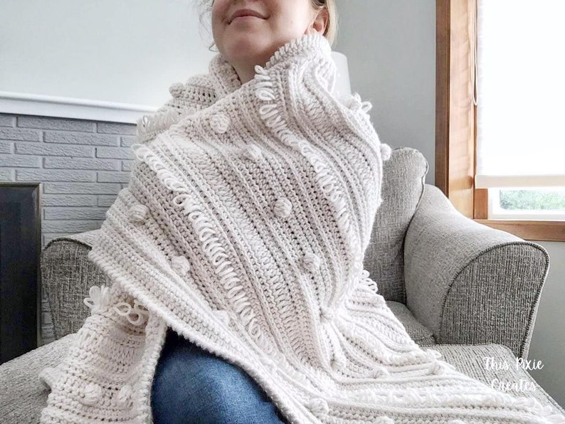 CROCHET BLANKET PATTERN Loops and Bobbles Blanket Pattern - Etsy