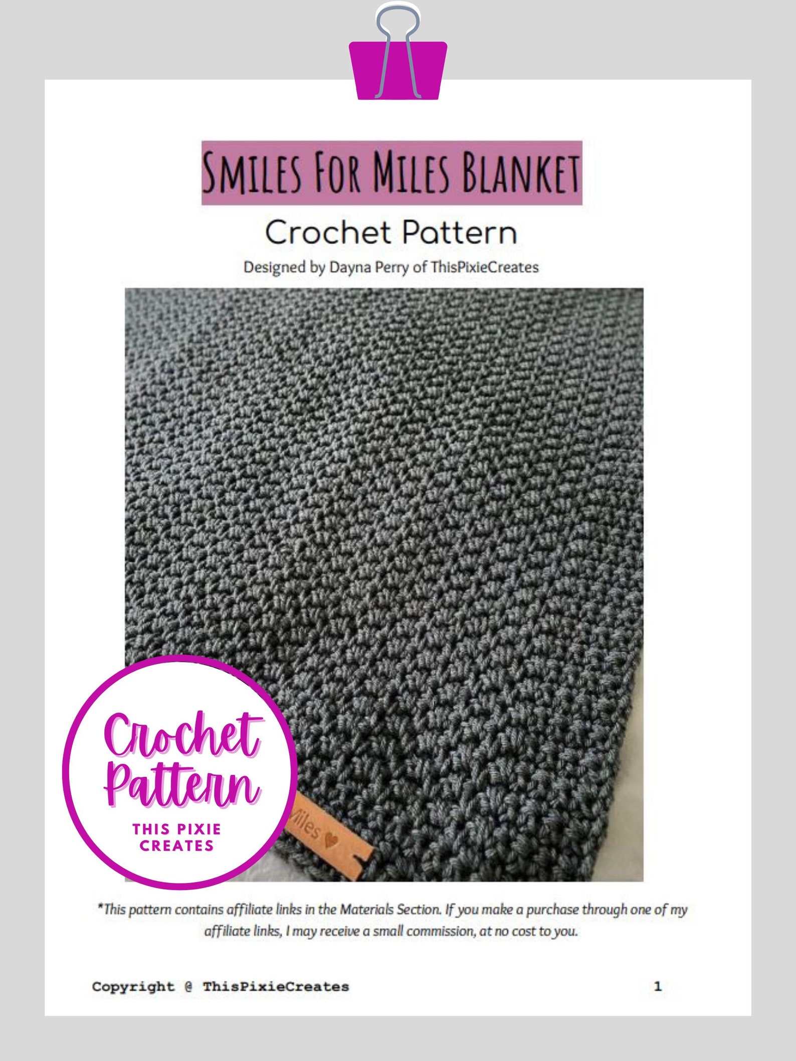 CROCHET BLANKET PATTERN - Smiles for Miles Blanket Pattern | Pdf | One ...