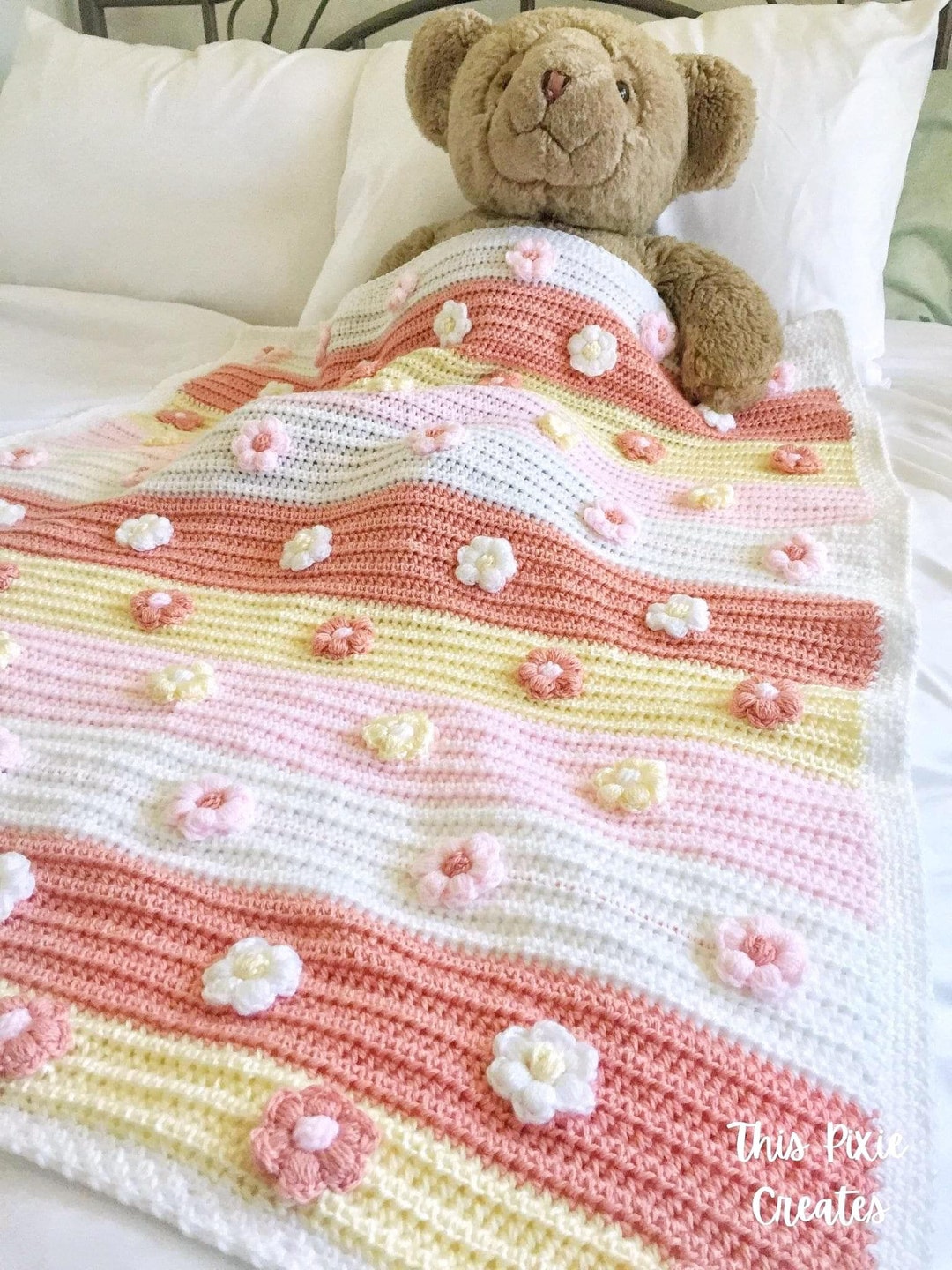 CROCHET BLANKET PATTERN Blossoms Bloom Baby Blanket - Etsy
