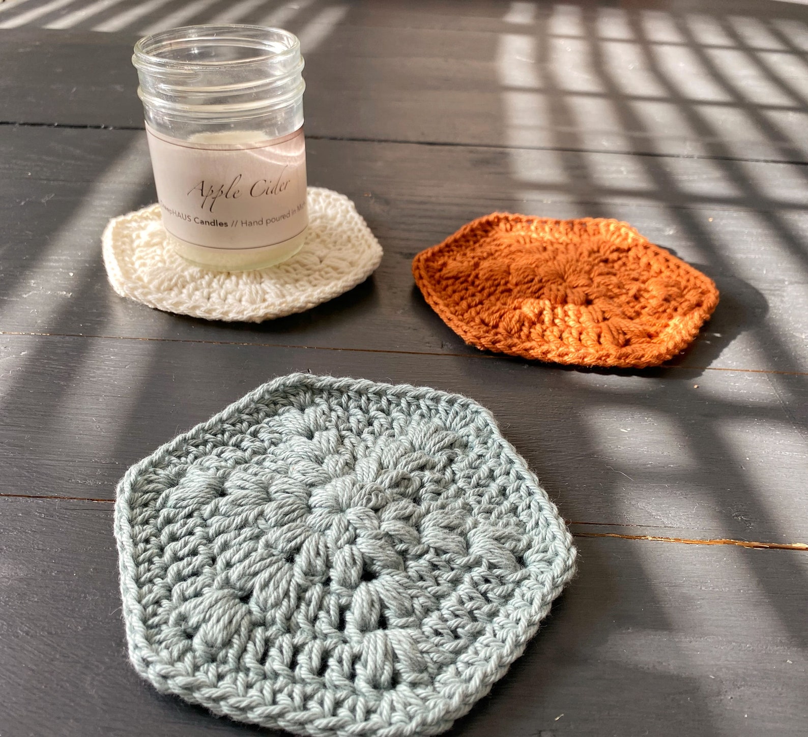 CROCHET COASTER PATTERN - Flower Power Coaster | Hexagon Puff Stitch ...