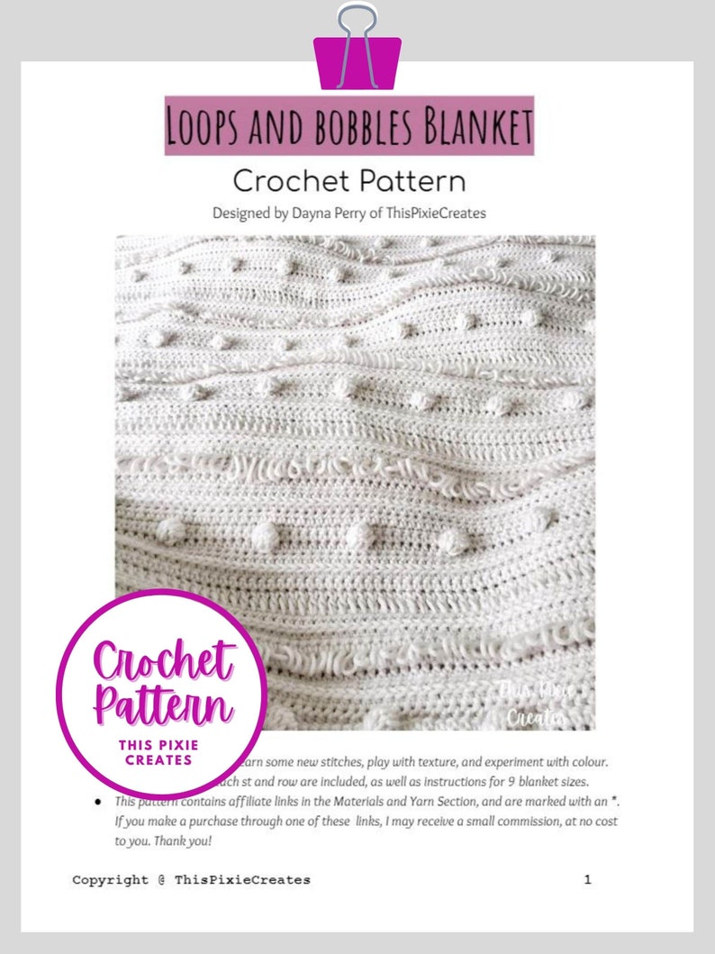 CROCHET BLANKET PATTERN Loops and Bobbles Blanket Pattern - Etsy