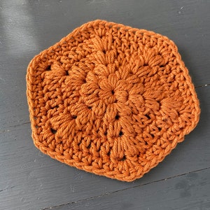 CROCHET COASTER PATTERN - Flower Power Coaster | Hexagon Puff Stitch ...