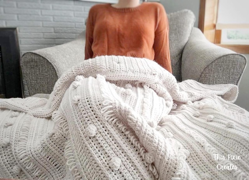 CROCHET BLANKET PATTERN Loops and Bobbles Blanket Pattern - Etsy