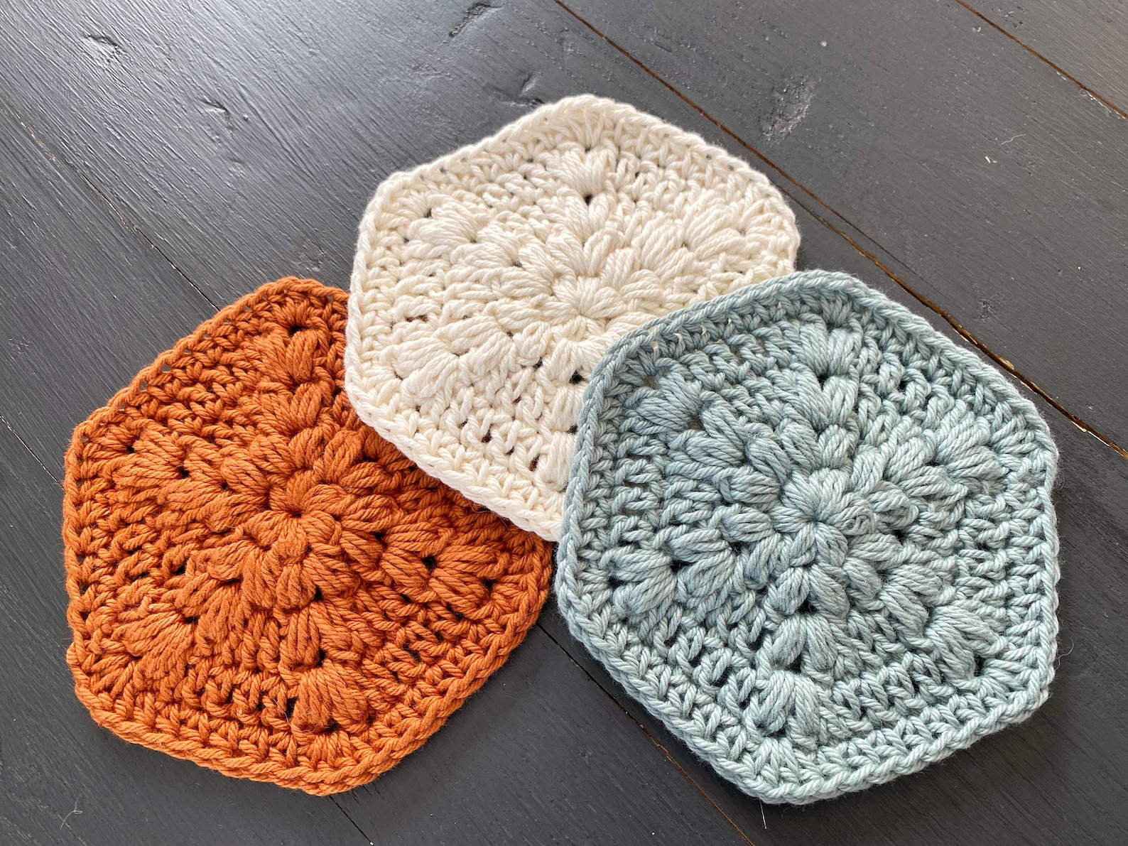 CROCHET COASTER PATTERN - Flower Power Coaster | Hexagon Puff Stitch ...