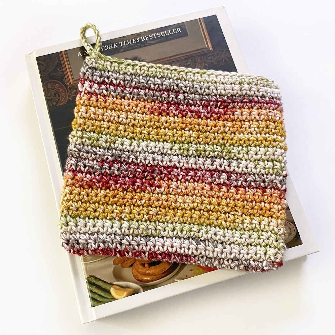 CROCHET POTHOLDER PATTERN - Single Crochet Potholder | Pdf | in the Round | Double Thick | Video ...