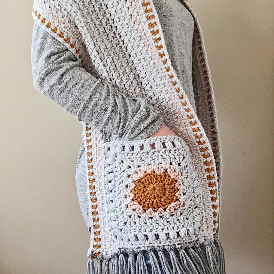 CROCHET SHAWL PATTERN - Hip Granny Pocket Shawl | Women's Crochet Moss ...