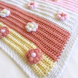 CROCHET BLANKET PATTERN - Blossoms Bloom Baby Blanket | Crochet Puff ...