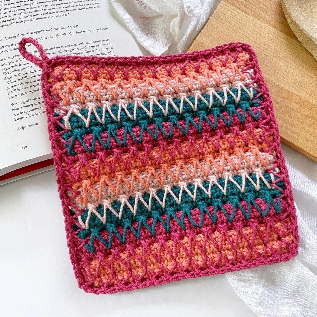 CROCHET POTHOLDER PATTERN - Zig and Zag Potholder Pattern Pdf | Zig Zag ...