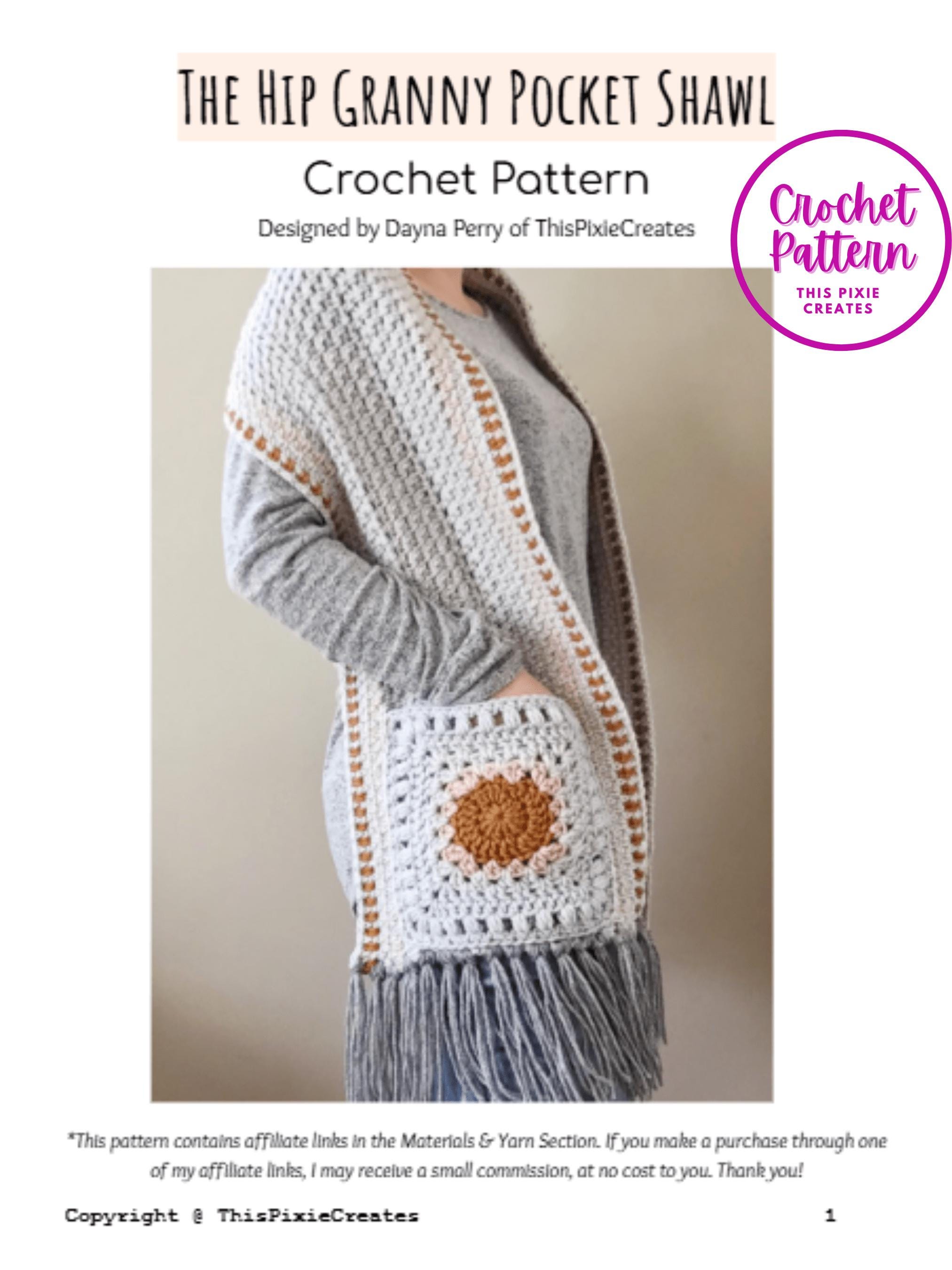 CROCHET SHAWL PATTERN - Hip Granny Pocket Shawl | Women's Crochet Moss ...