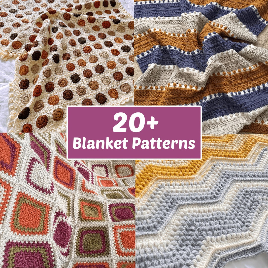 CROCHET PATTERN BUNDLE Lifetime Access to 20 Crochet Blanket Patterns ...