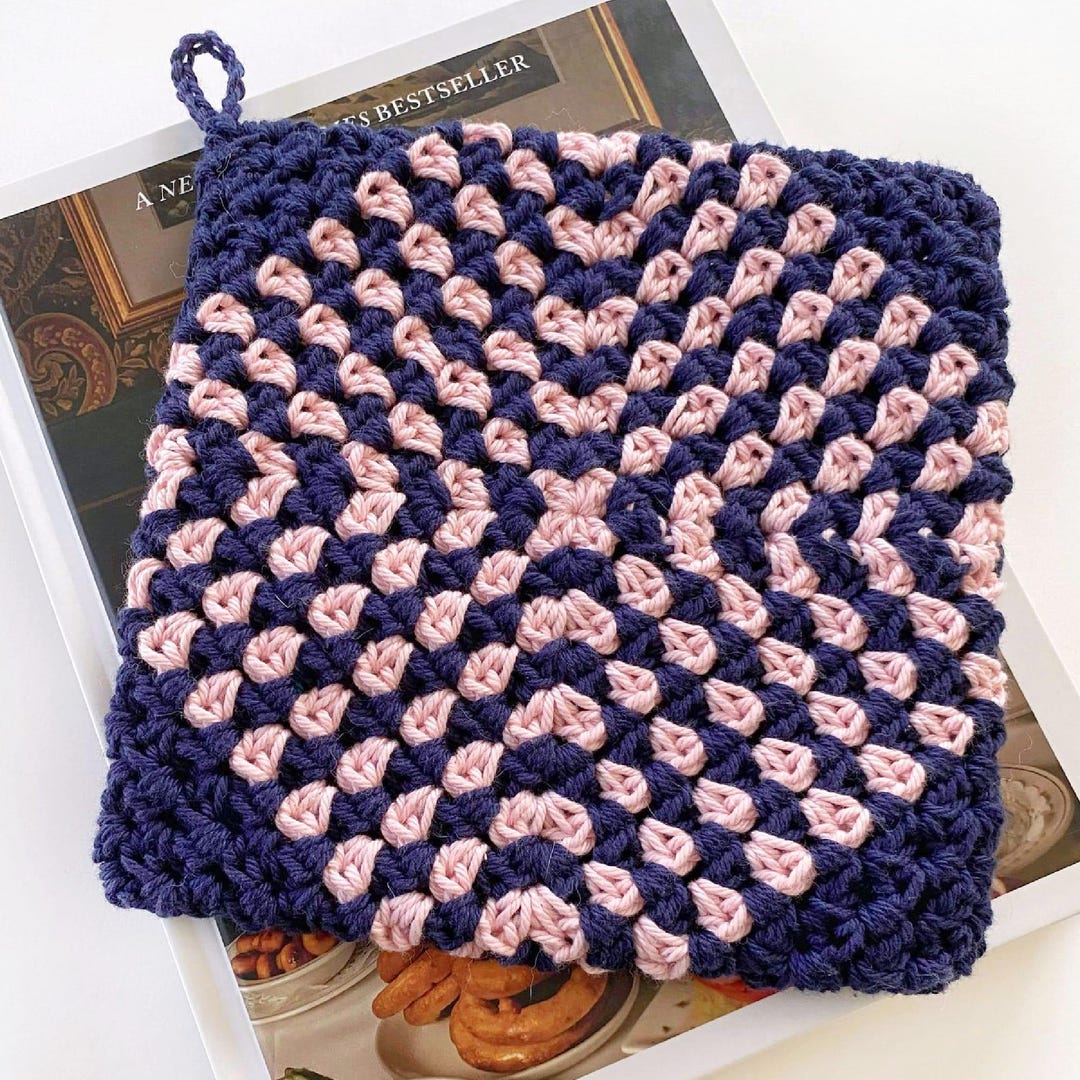 CROCHET POTHOLDER PATTERN - Diamond Granny Potholder Pattern Pdf | Two ...