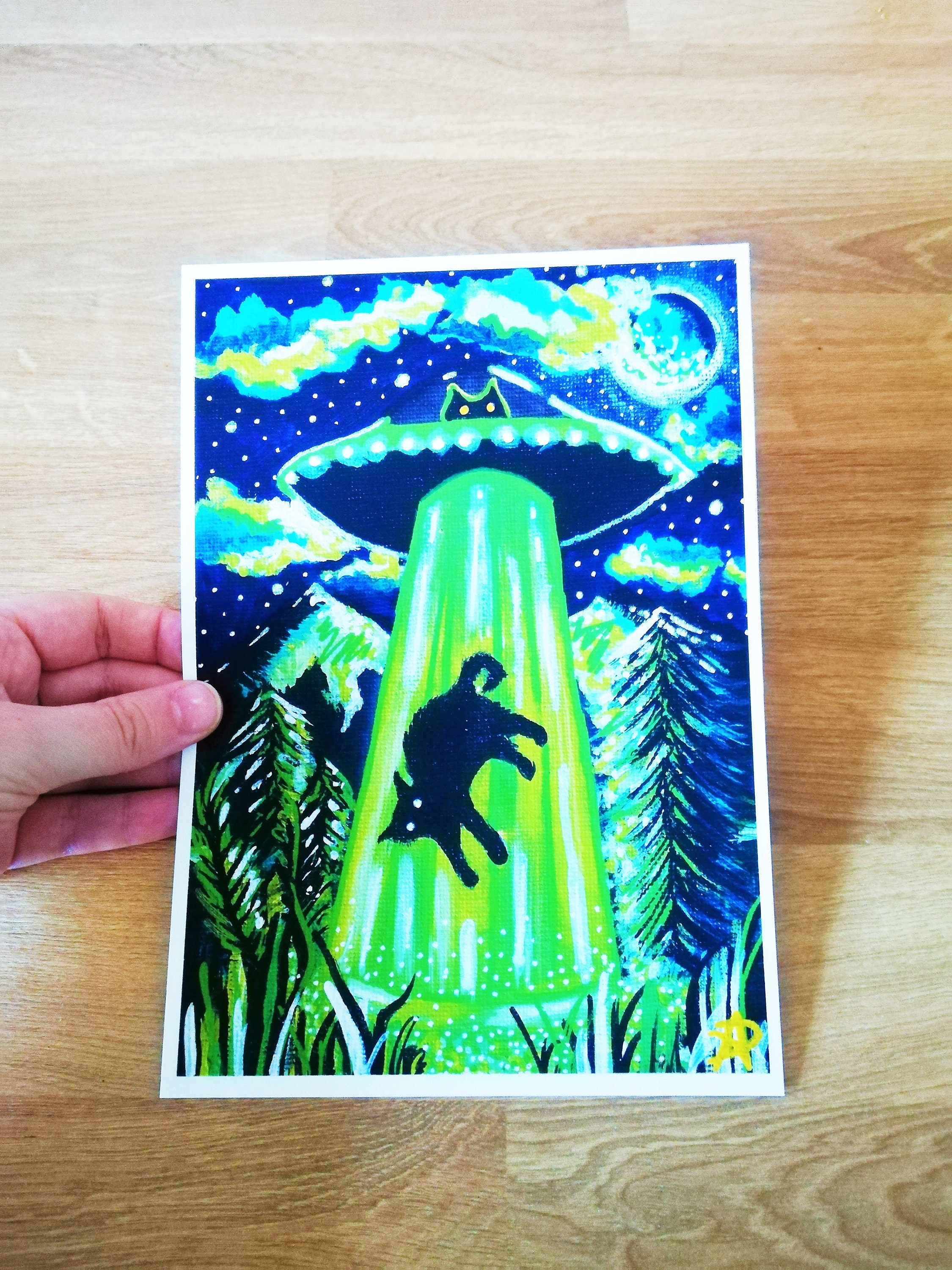 Cosmic UFO Alien Cats A4/A5 Art Print - Etsy