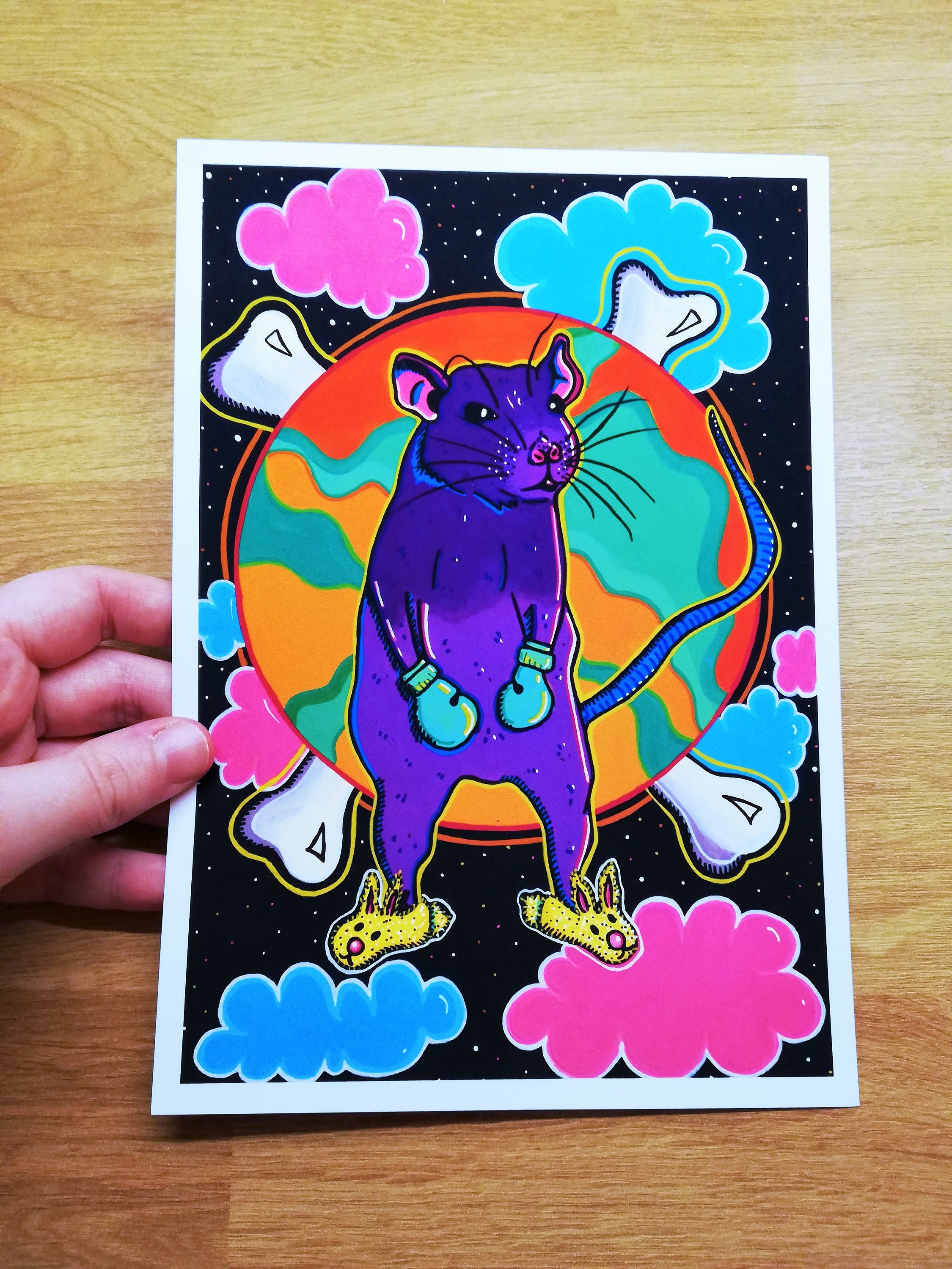 Boxer Rat 'mr Bones' A4/A5 Matte Art Print Rat Owner - Etsy