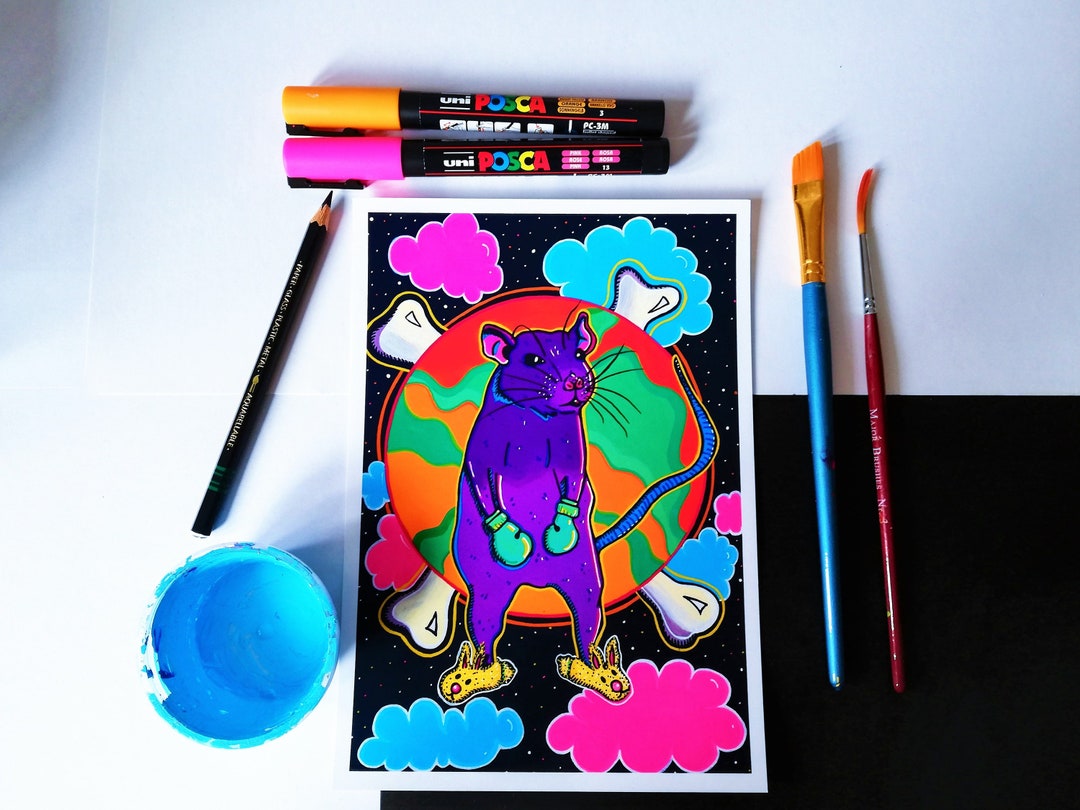 Boxer Rat 'mr Bones' A4/A5 Matte Art Print Rat Owner - Etsy