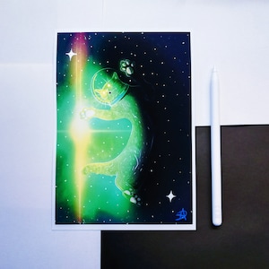 Cosmic UFO Alien Cats A4/A5 Art Print - Etsy