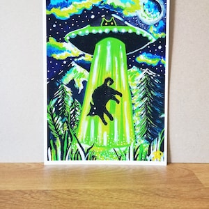 Cosmic UFO Alien Cats A4/A5 Art Print - Etsy