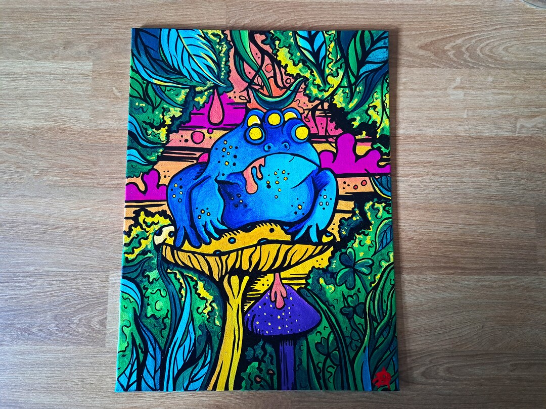 Alien Toad 9x12 Acrylic on Canvas Board Animal Pop Surrealism - Etsy