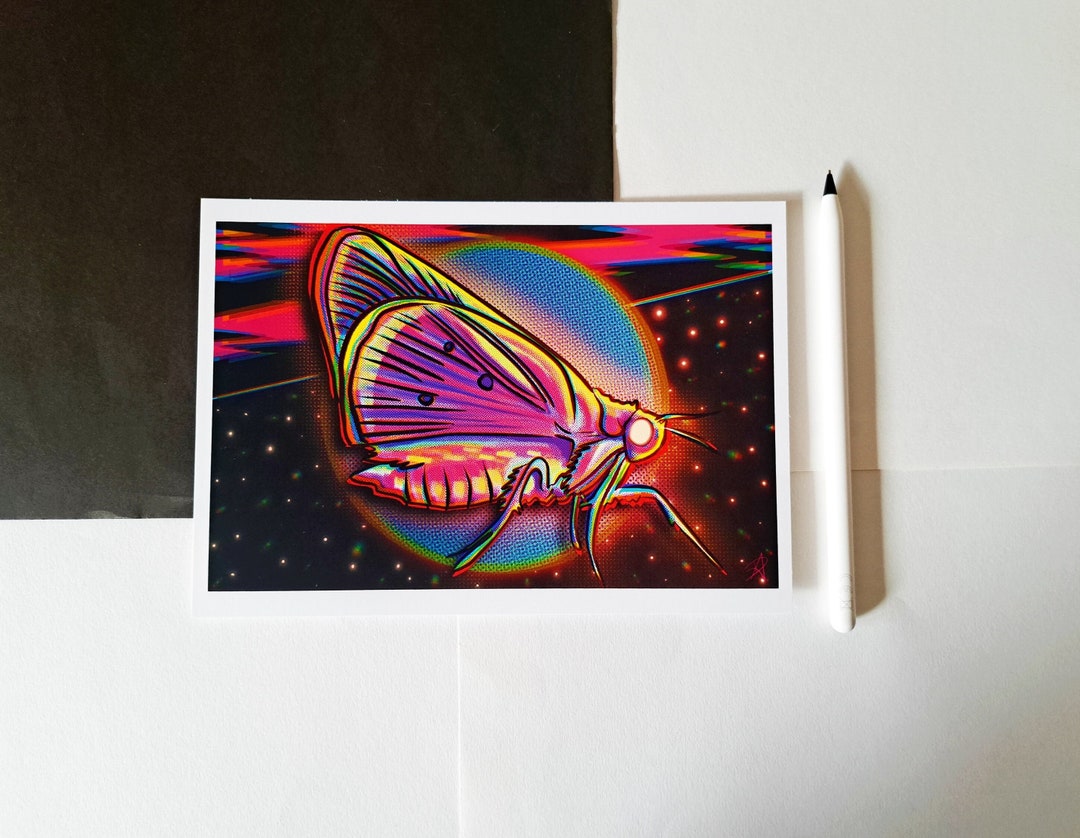 Rainbow Moth - A4/A5 Matte Art Prints - Cyberpunk Vaporwave - Trippy ...