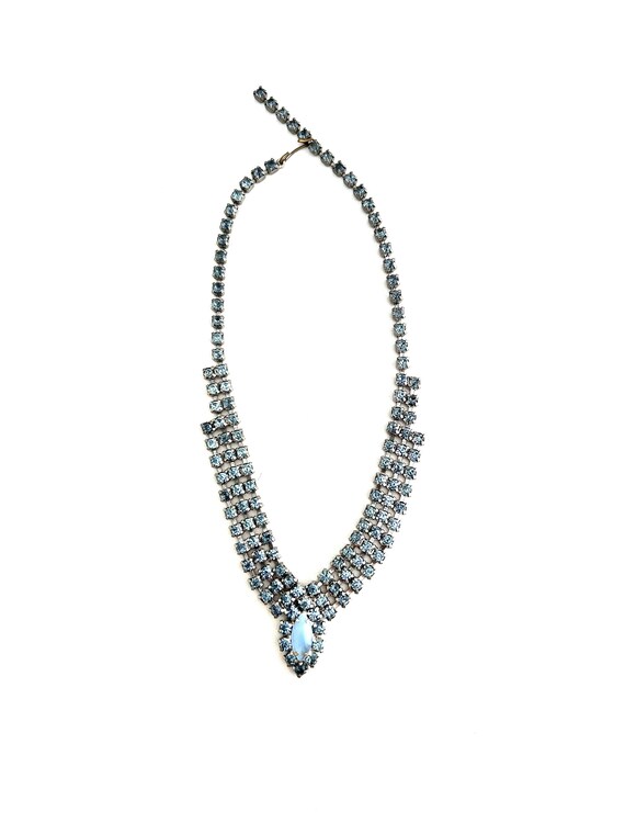 1940's to 1950's Light Blue Rhinestone Necklace - Gem
