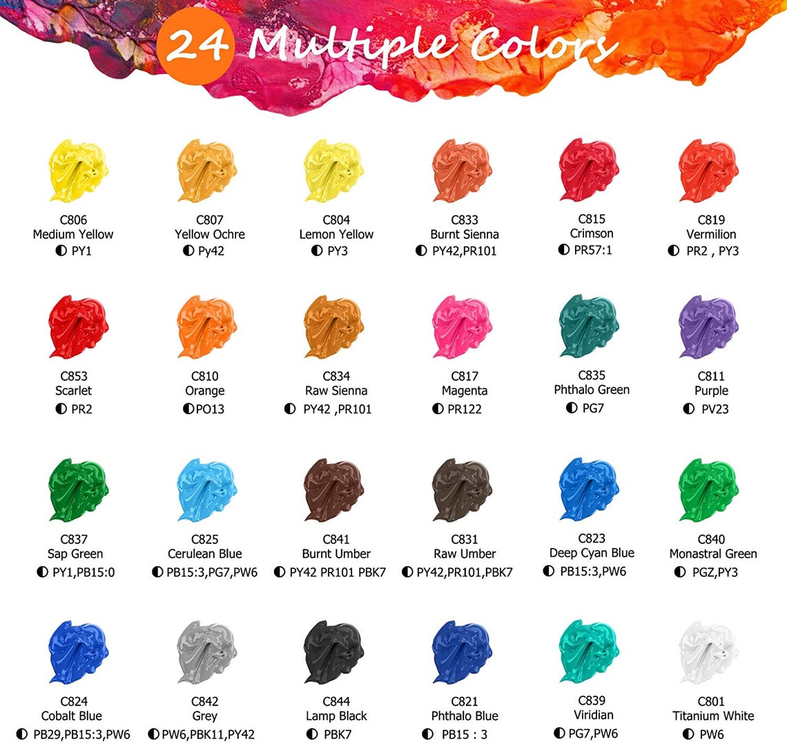 Acrylic Paint Set 24 Colors 59ml 2oz Art Craft Paints for - Etsy