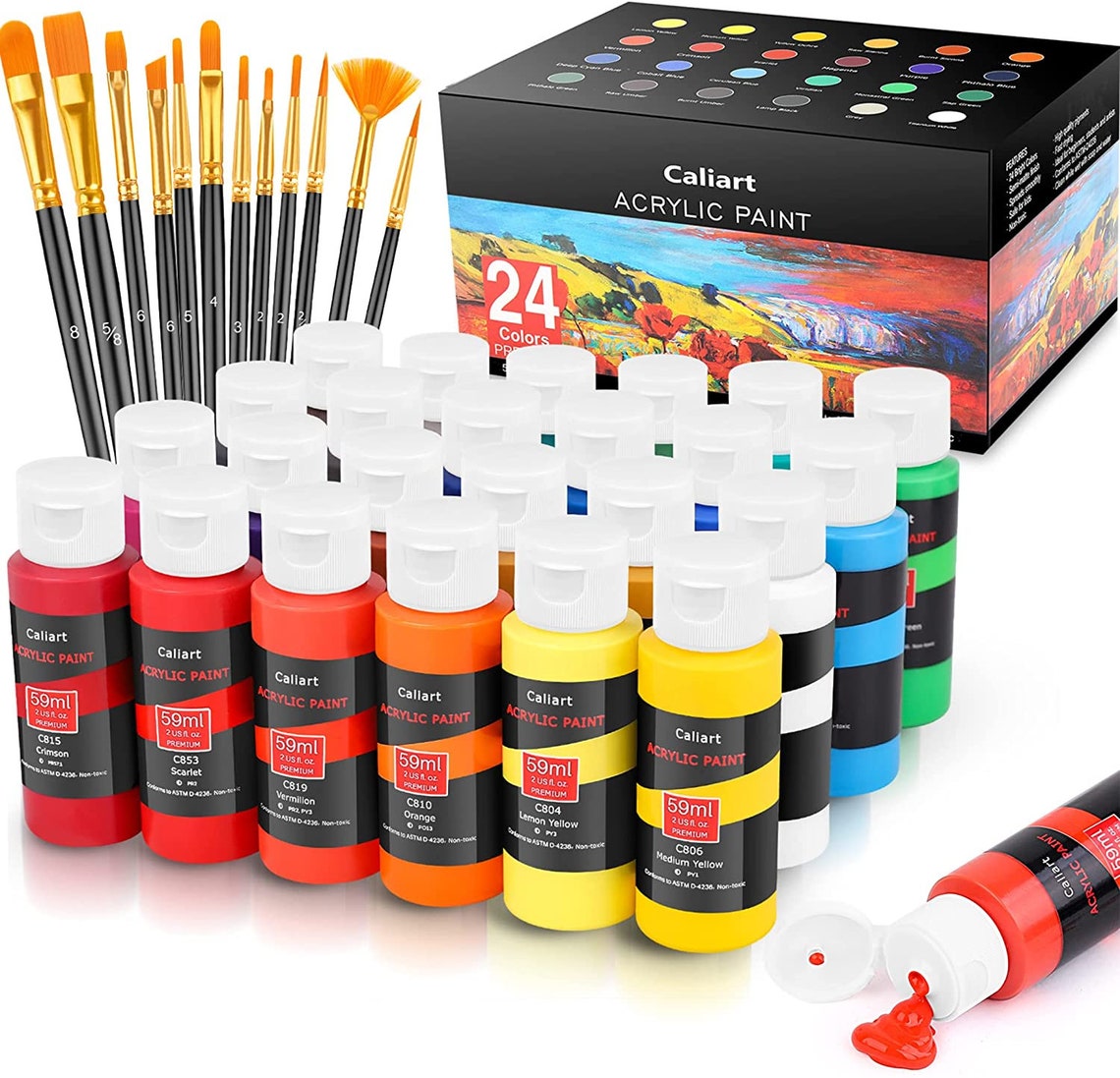 Acrylic Paint Set 24 Colors 59ml 2oz Art Craft Paints for - Etsy