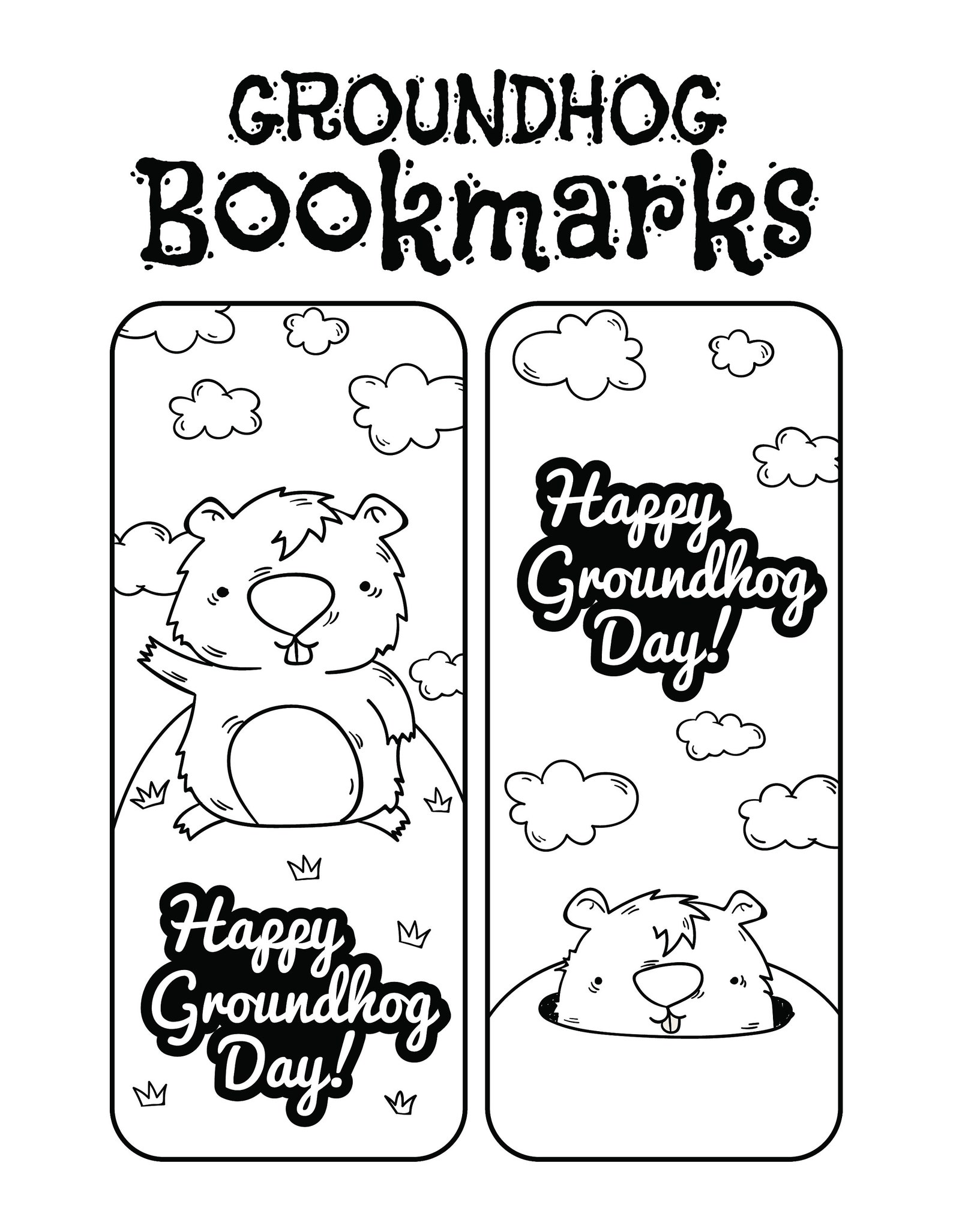 Groundhog Day Holiday Worksheets Printable Activities Coloring for Kids ...