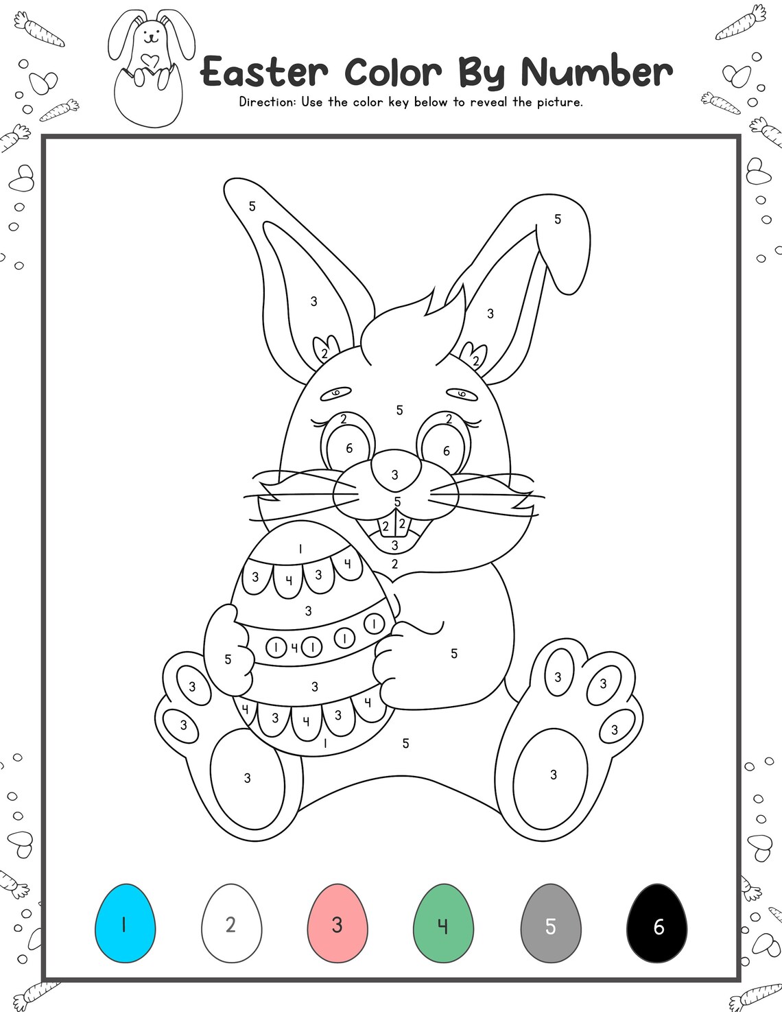 Easter Color by Number Holiday Worksheets Printable for Kids Coloring ...
