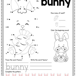 Easter Kindergarten Worksheet, Printables for Kids, Tracing, Counting ...