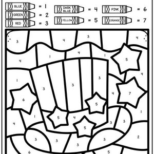 Memorial Day Holiday Worksheets Printables for Kids, Color by Number ...