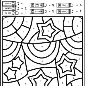 Memorial Day Holiday Worksheets Printables for Kids, Color by Number ...