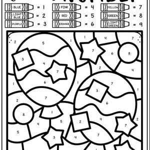 New Years Eve Holiday Worksheets Printables for Kids, Color by Number ...