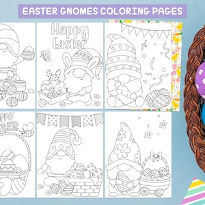 Easter Gnome Coloring Pages for Kids, Easter Activities for Kids ...