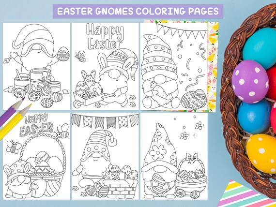 Easter Gnome Coloring Pages for Kids Easter Activities for - Etsy