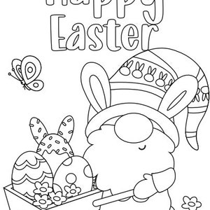 Easter Gnome Coloring Pages for Kids, Easter Activities for Kids ...